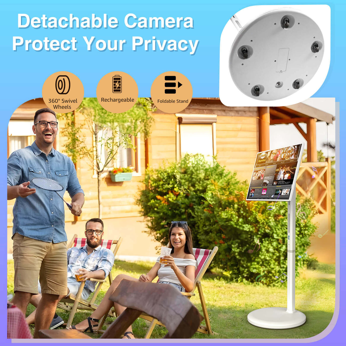 GoView 32" Portable Outdoor Smart TV with Built-in Battery Powered ...